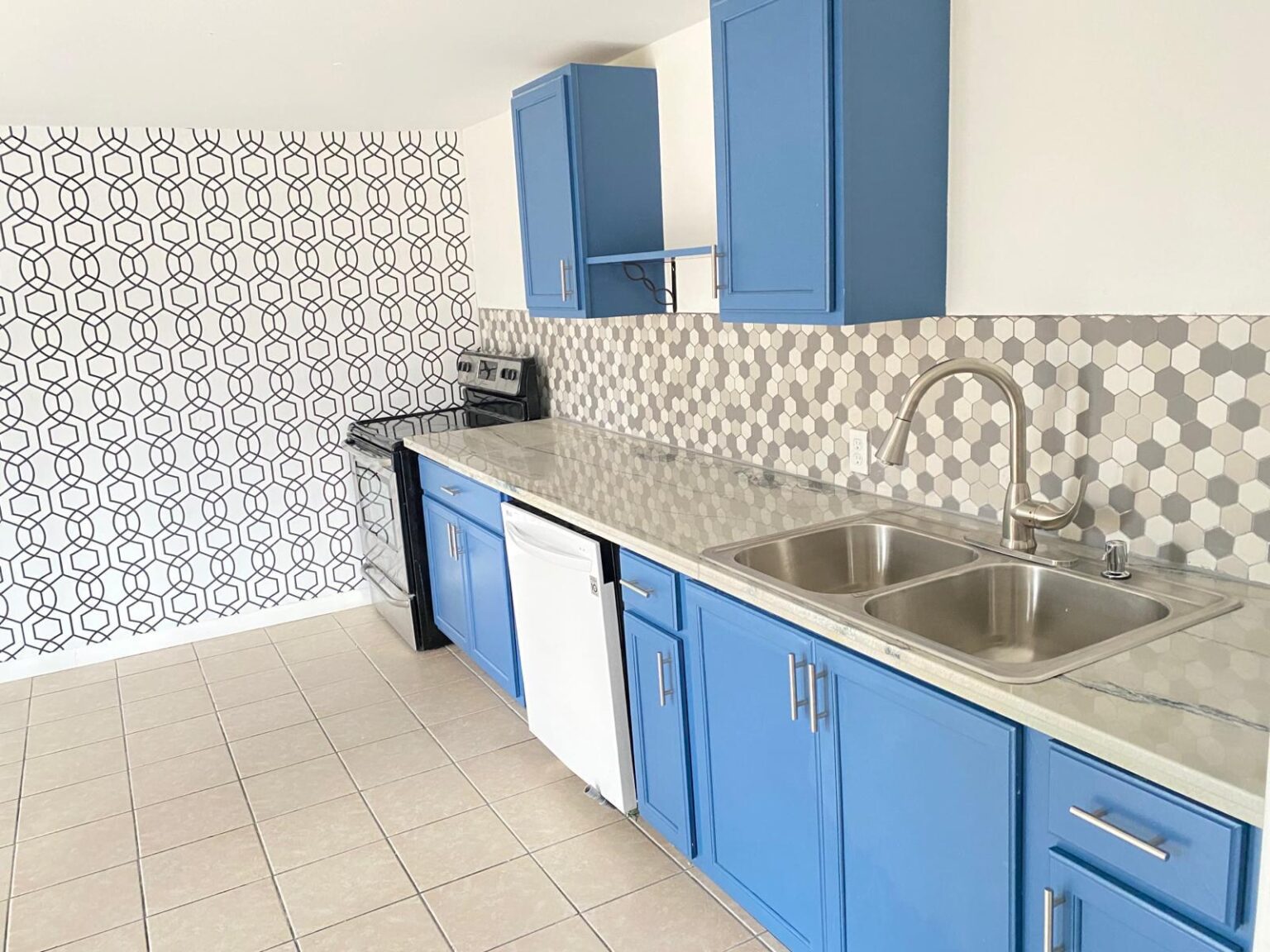 Blue and Grey Kitchen Renovation Houston Family Home